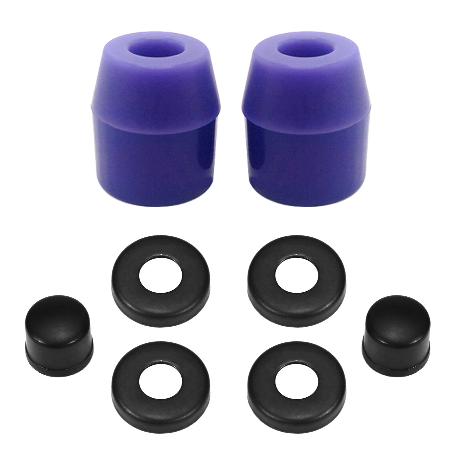 Комплект для ремонта стоек лонгборда Skateboard Bushings с втулками, шайбами и опорными вкладышами для 2 стоек, материал PU, цвета: синий, черный, белый, красный, фиолетовый, желтый, зеленый, оранжевый, прозрачный красный, прозрачный синий, размер