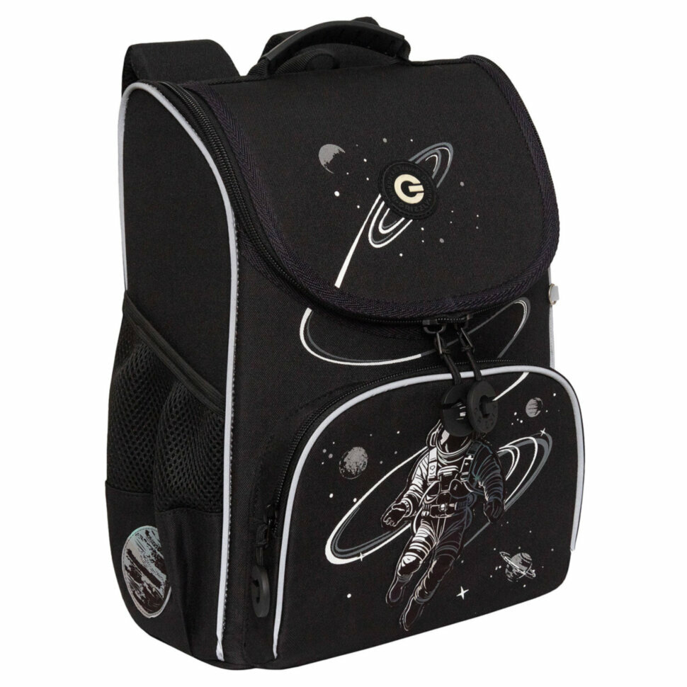 Ранец GRIZZLY анатомическая спинка, с мешком для обуви, для мальчиков, "SPACEMAN RACE", 33х25х13 см, RAm-585-4/1, 274139