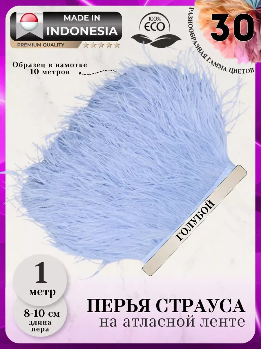 9027 Перья хит 8-10 см голубые для украшения-блузы 1м топ А+