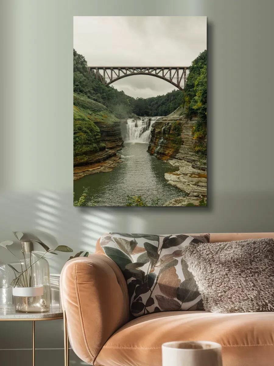 Картина на стену "Мост над бурной рекой" 30х40см 1шт.