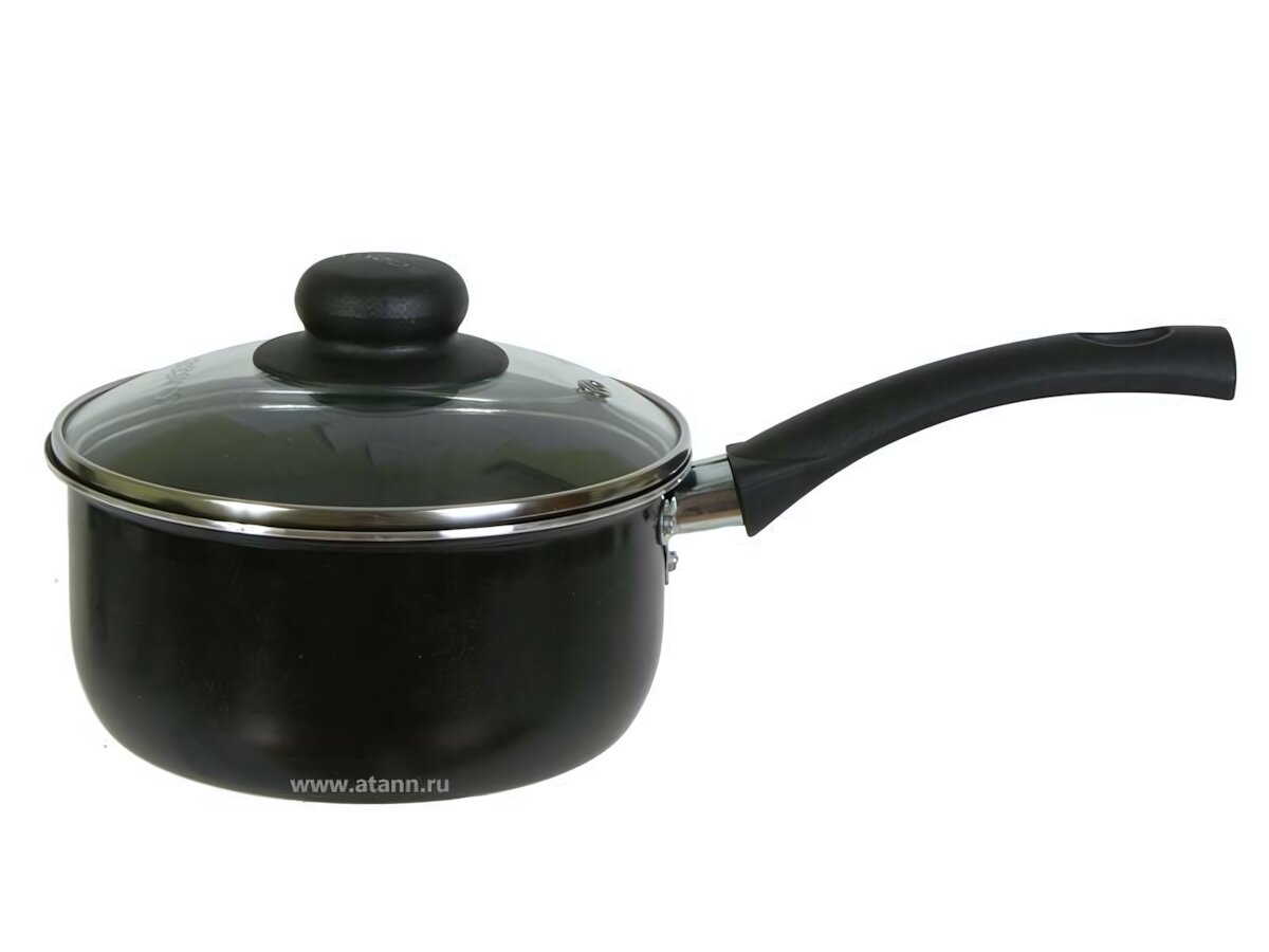 Ковш 'Consul' 1.6л, алюминий, черный/стекло, антипригарное покрытие