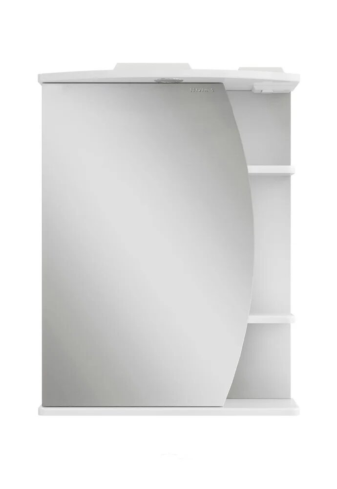 Зеркало-шкаф Onika Луна 55 L с подсветкой, с боковыми полками, 55 см, с розеткой, белое, в современном стиле