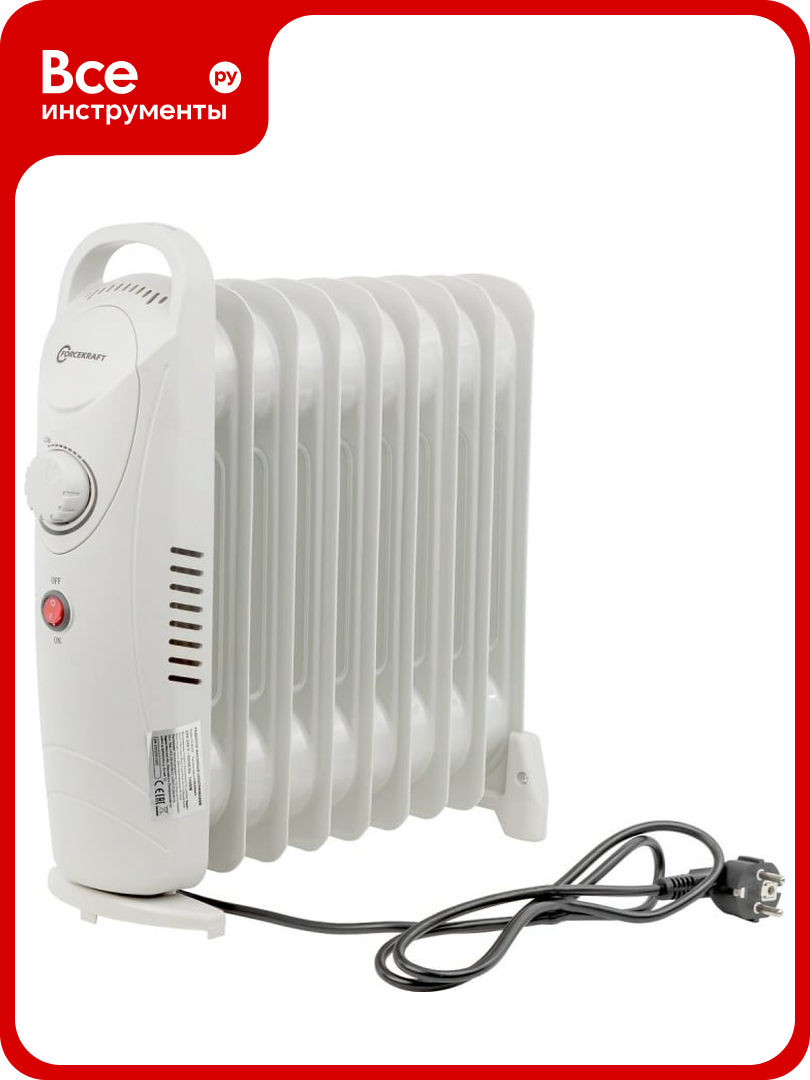 Масляный электрический радиатор Forcekraft 220-240v, 1000w, 9 секций, 1 режим нагрева fk-yl-b12-9 52597
