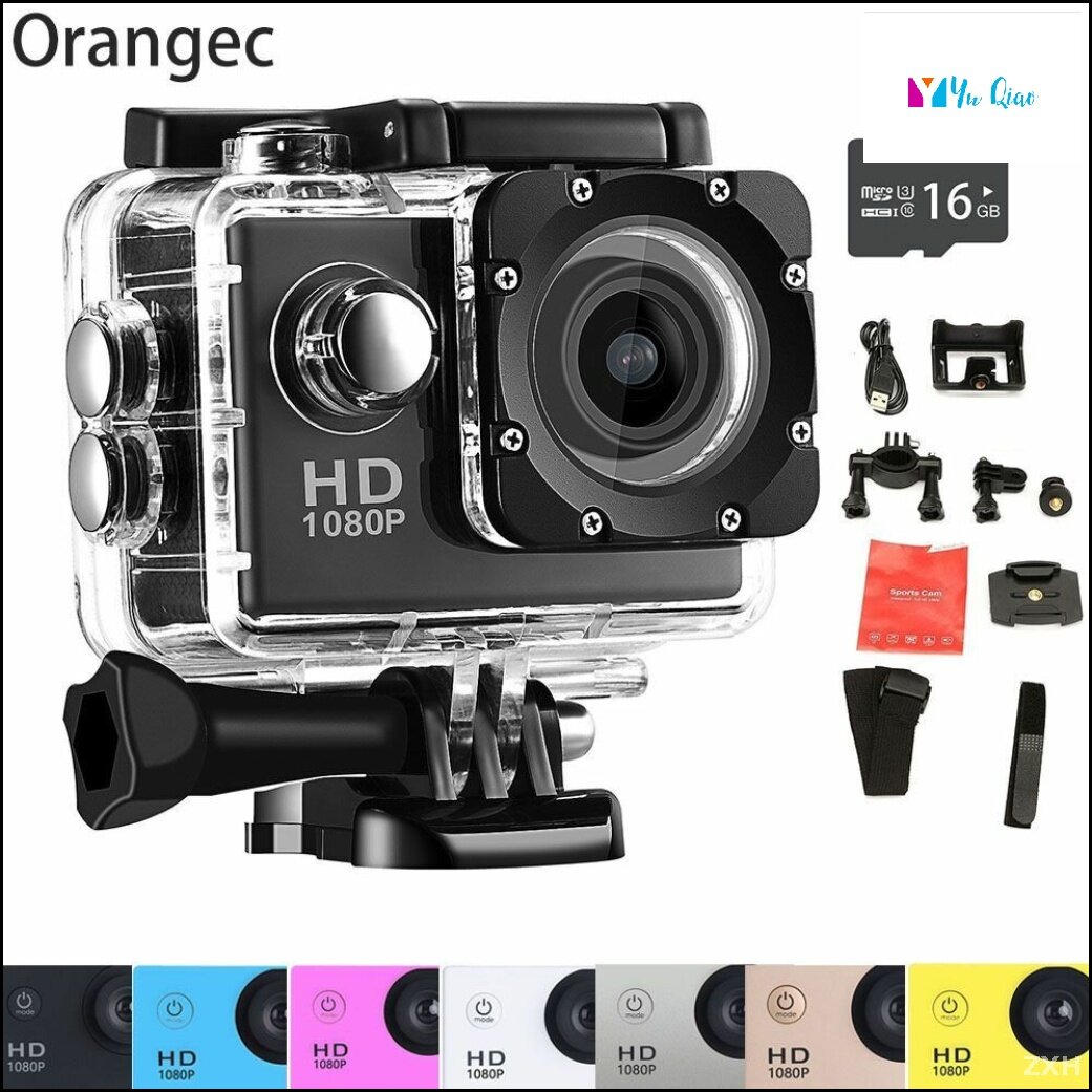 Эксклюзивная подводная камера Orangec с креплением, черного и серочерного цветов, оснащенная 2дюймовым дисплеем, защитным кейсом и функцией записи в 1080P HD