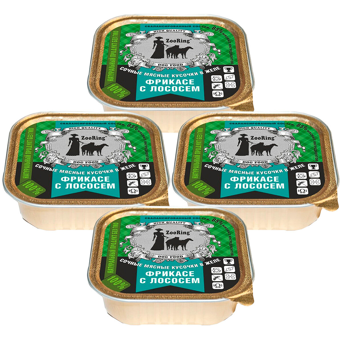 ZOORING для взрослых собак фрикасе с лососем в желе (100 гр х 4 шт)