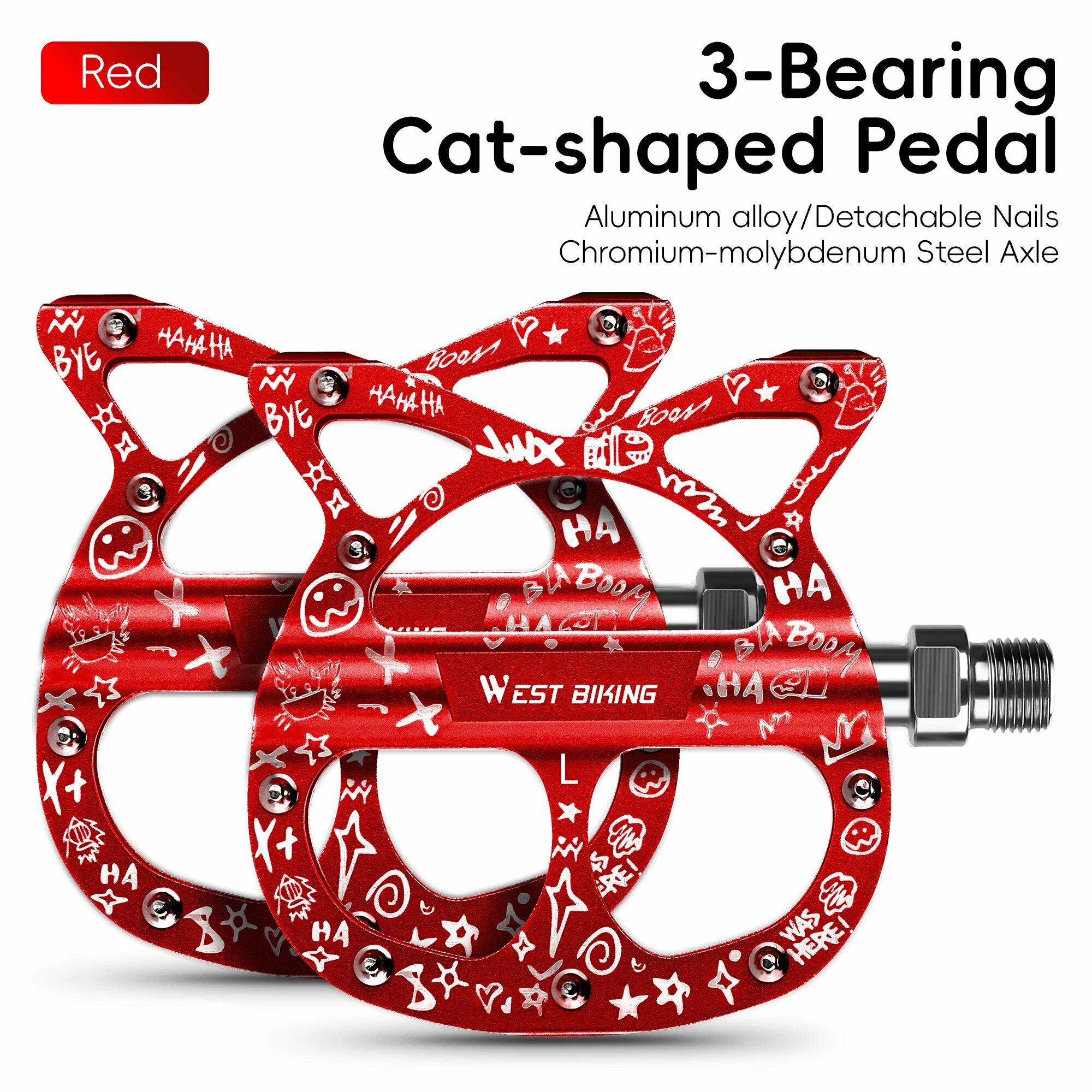 WEST BIKING Алюминиевые педали для BMX Красный, Red
