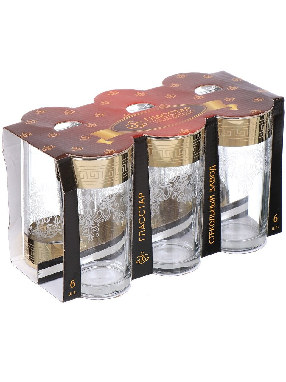 Стакан 230 мл, стекло, 6 шт, Glasstar, Барокко, GN1_56_1