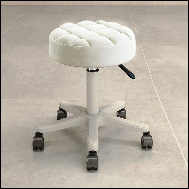 Стул мастера, для гостиной, мягкий, металлический каркас, круглый, белый