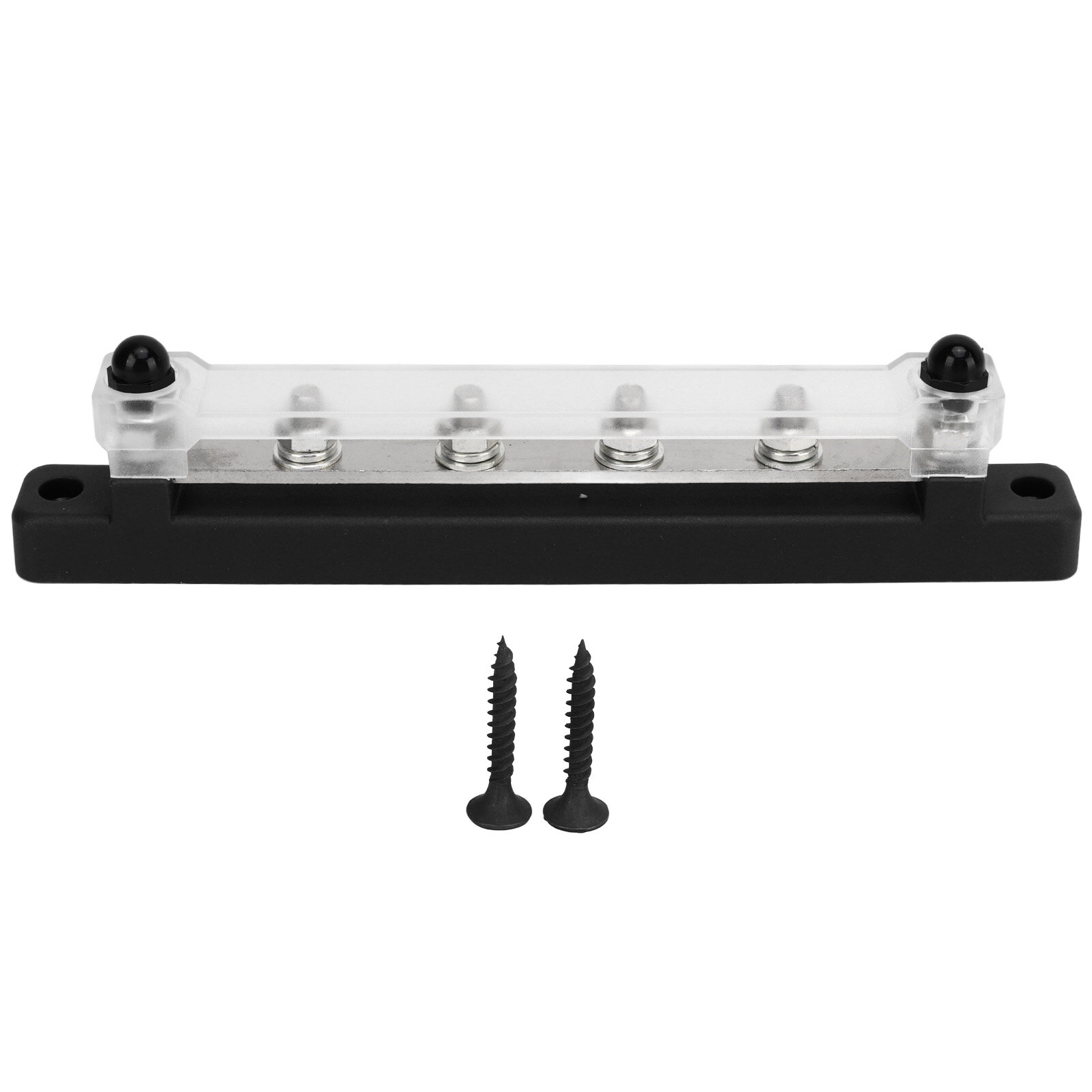 Power Distribution Block M6 Screw 6 Terminal Bus Bar DC 12V 48V 150A for Automobile Boat Black