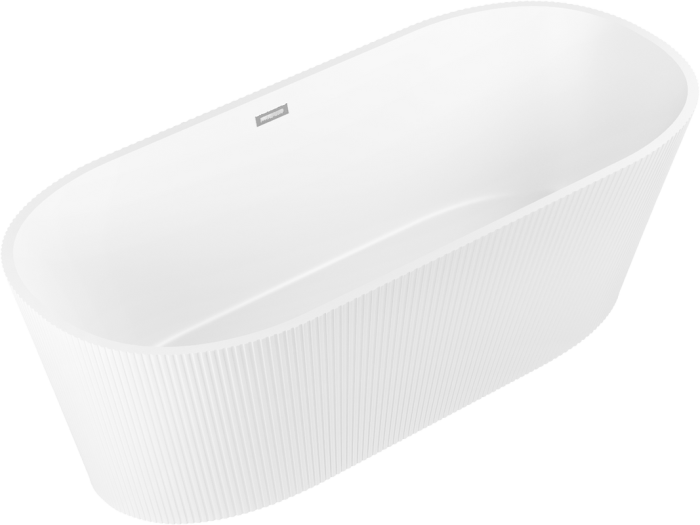 Акриловая ванна Grossman Forta GR-27021M 170x75 см, отдельностоящая, белая матовая, овальная, со сливом-переливом, с донным клапаном