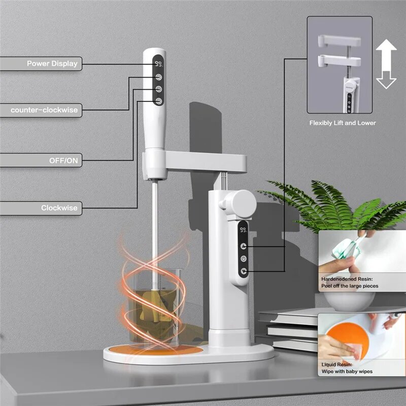 A93Z Электрический миксер для смолы Миксер для эпоксидной смолы с электрической подставкой для форм для смолы, красок, инструментов для смолы, DIY