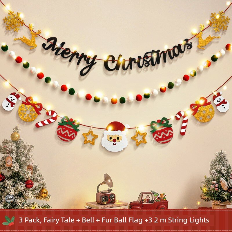 Рождественские флаги, гирлянды, декорации для сцены, подвесные флаги, подвесные украшения, атмосферные миниатюрные