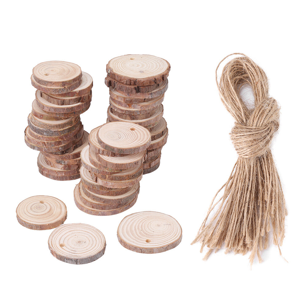 50 шт. Деревянная пластина для поделок, бревно, срезы дерева для самостоятельного изготовления, деревенское украшение для свадебной вечеринки (4-6 см)