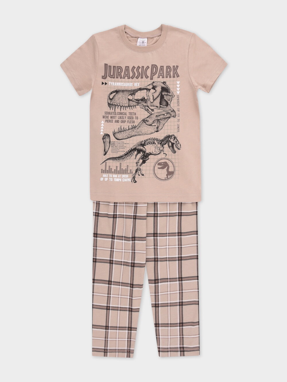 Пижама К 1599-1/темно-бежевый,шотландская клетка