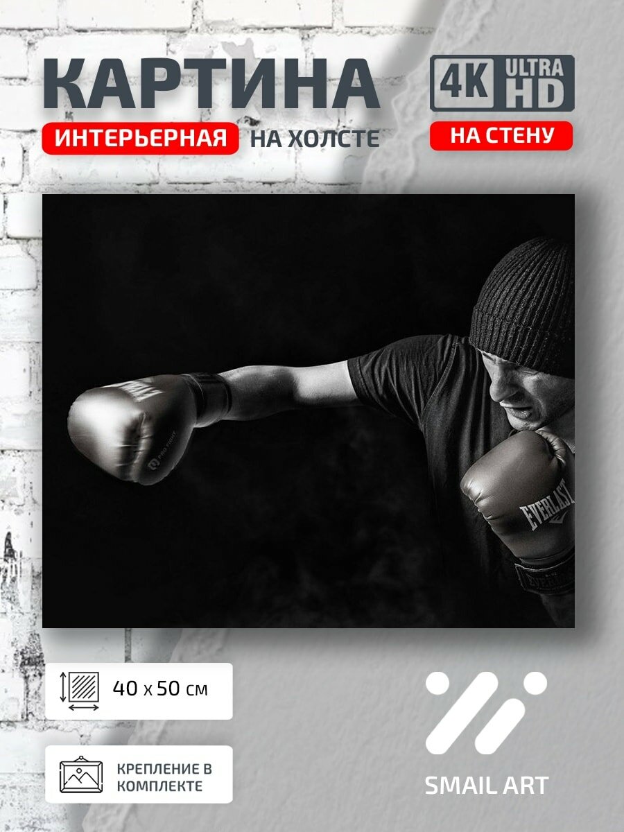 Картина на холсте интерьерная 40 на 50 на стену Бокс Монохром для гостиной атмосфера