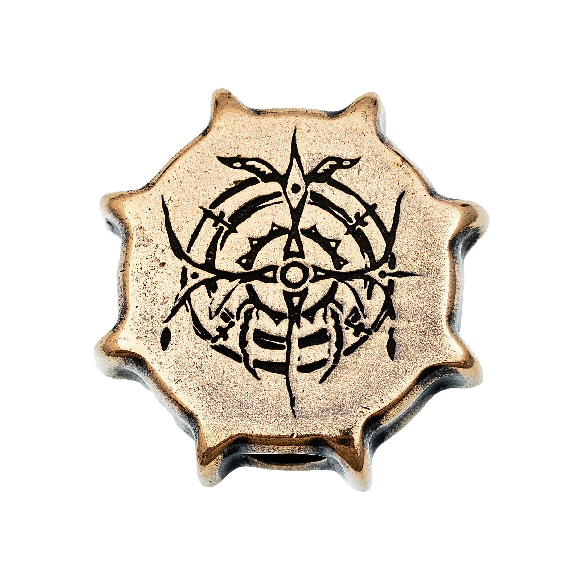 Бусина для темляка Шаманский бубен, бронза