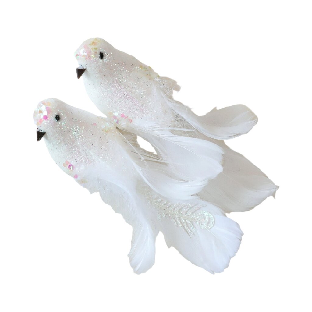 2шт Рождественская Елка Птицы Украшения Сверкающие Перья Пены Птица Орнамент