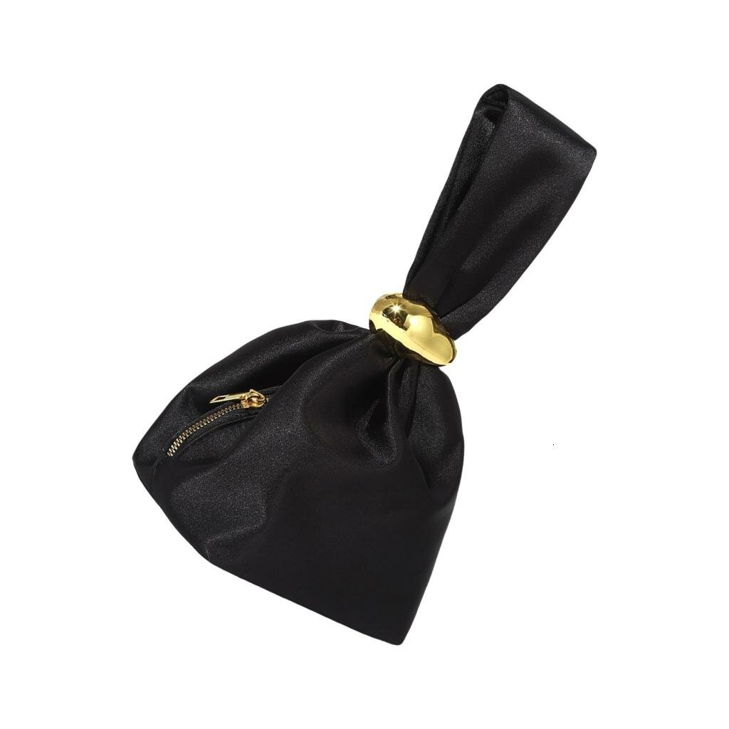 Атласная переносная сумка для свадебного ужина на молнии специальной формы-черный