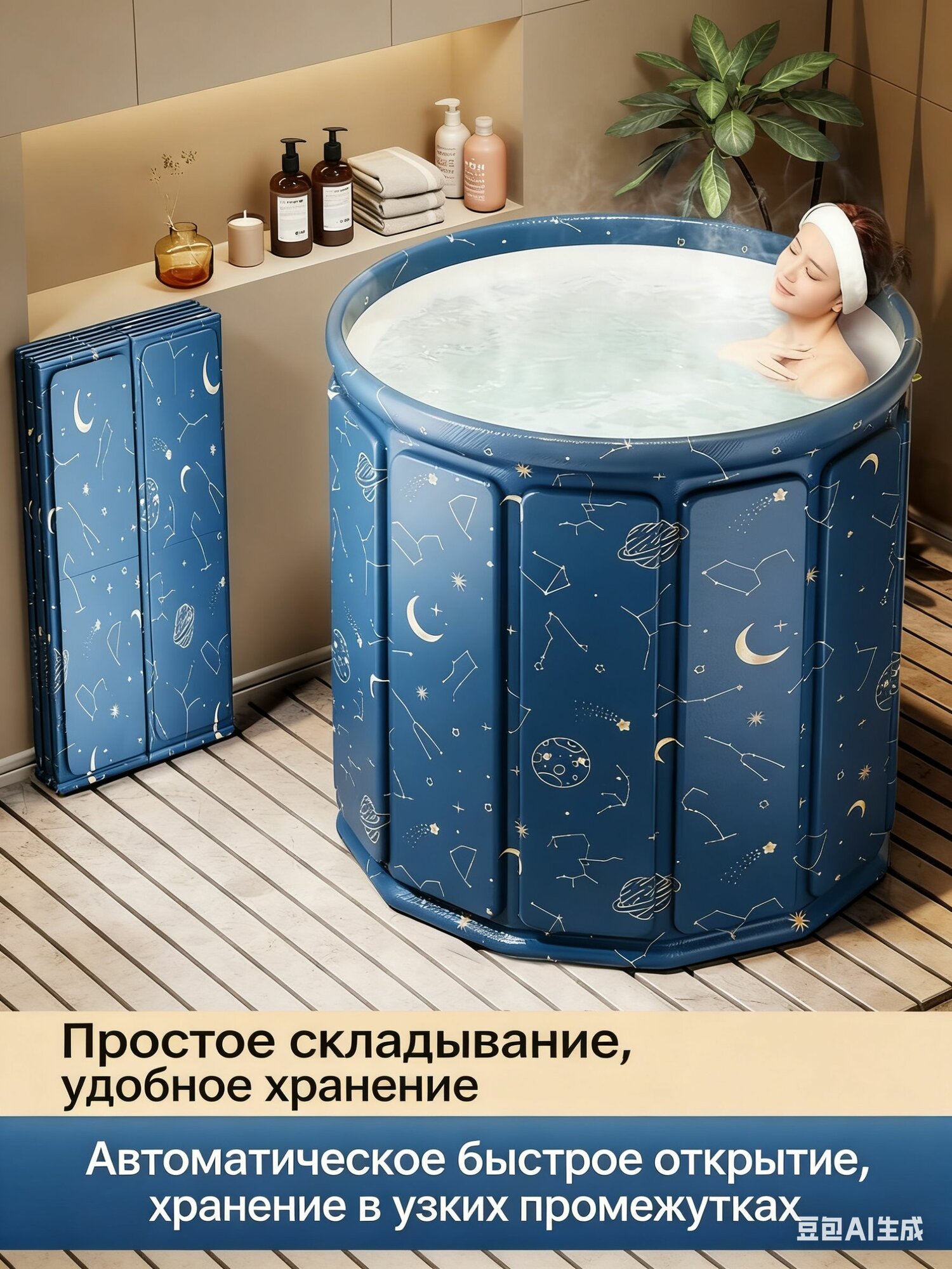 Складная ванна для взрослых, SPA-комплекс для дома и дачи 70cm Обновленный и утолщенный