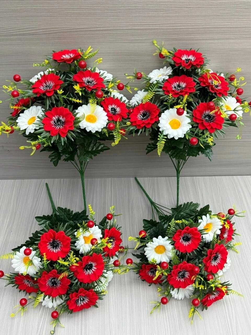 4шт, Искусственные цветы, гербера и ромашка, для декора интерьера, для кладбища