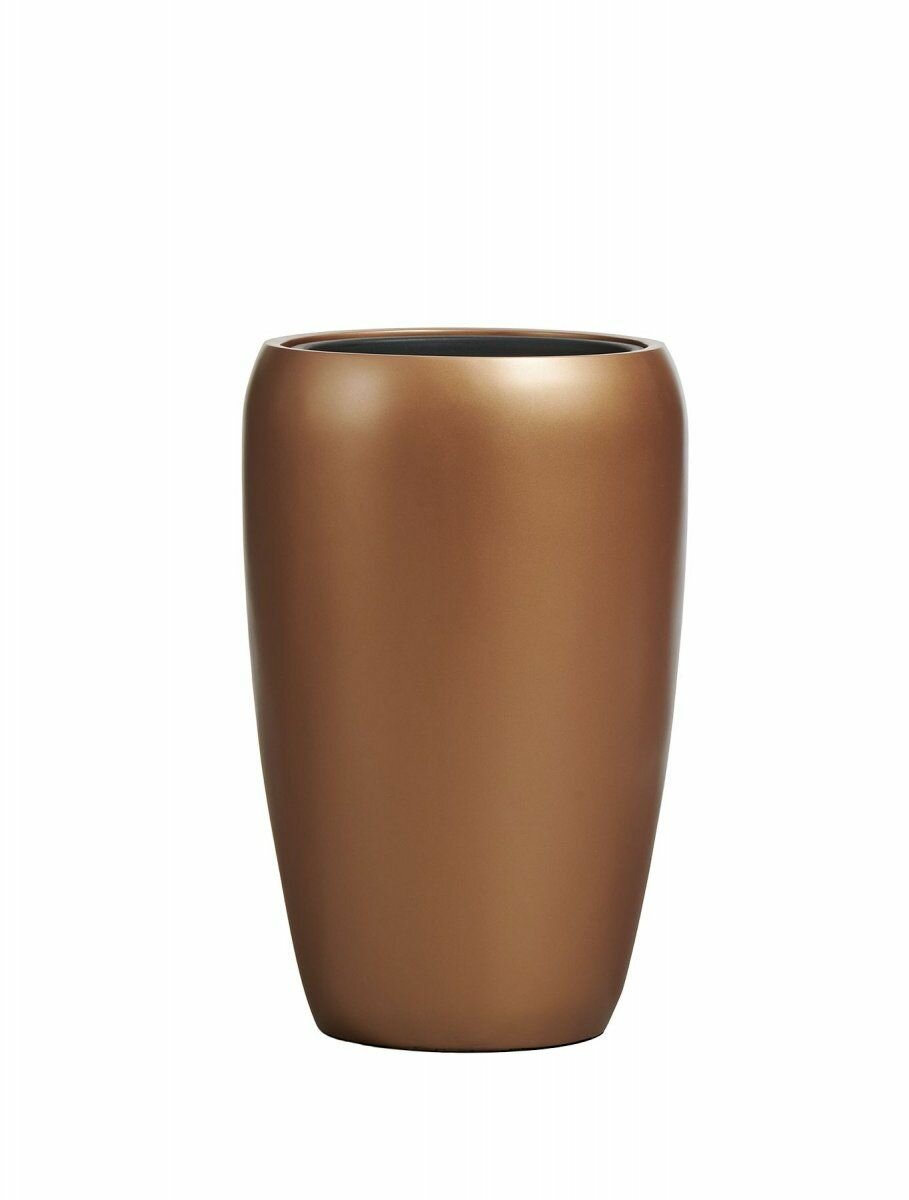 Кашпо TREEZ Effectory Metal Высокий округлый конус Лаковое тёмное золото D32 H51