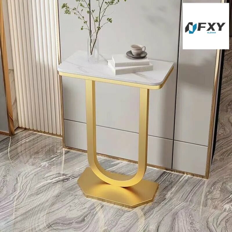 Консольный столик, мраморный, золотой, 40 см x 30 см x 75 см