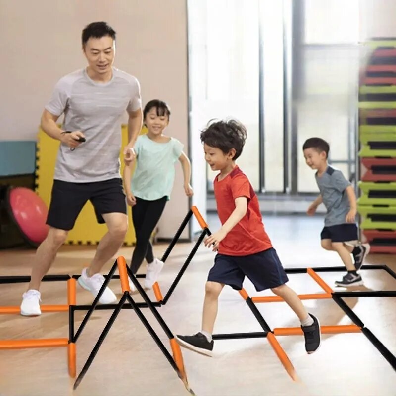 Многофункциональная бабочка-лестница для ловкости, 2,4 м 6 клеток, складная лестница для прыжков, тренажер для детей