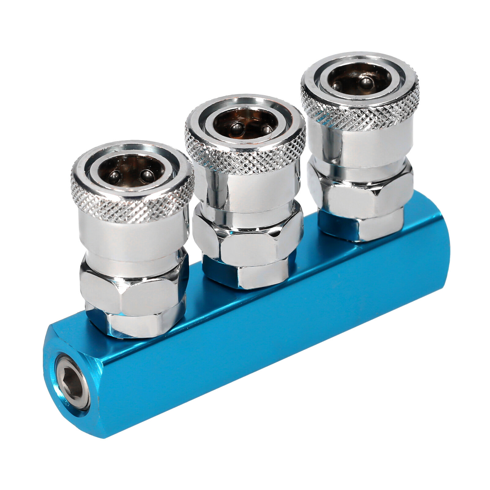 3 Way Manifold Block Splitter Quick Connect Air Hose Splitter Coupler Air Compressor Splitter Pneumatic Air Compressor Manifold Fitting из Алюминий + Углеродистая сталь + Железо, типы SML-2/ SML-3/ SML-4/ SML-5/ PT 1/4' SMV (Внутренний резьба)/ PT 1/4'