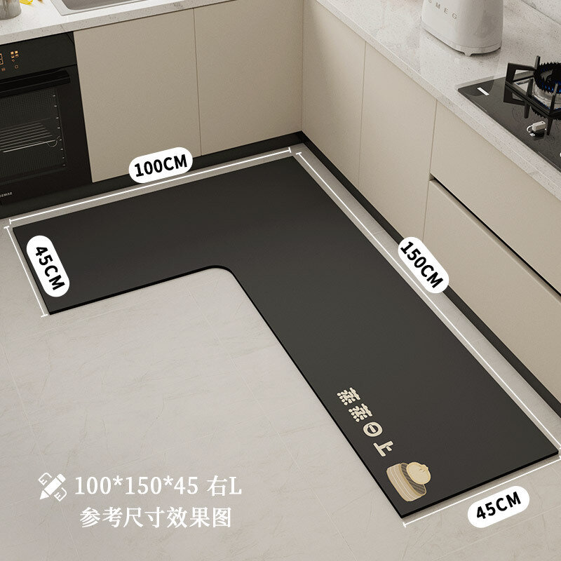 Простой однотонный кухонный коврик угловой L-образный из диатомитовой земли, нескользящий, впитывающий воду, быстро сохнущий, декоративный, легкий в уходе коврик для ног