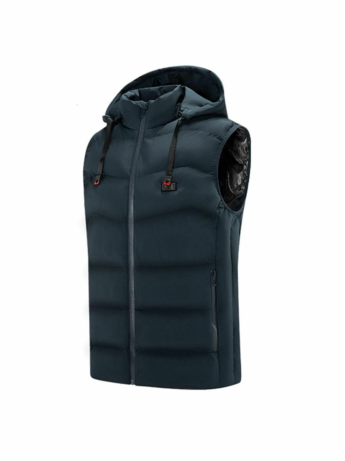 Мужской жилет с подогревом 9 зон, капюшон, зимний обогрев, быстрый нагрев, 3 уровня нагрева, Озеро - XXXXL