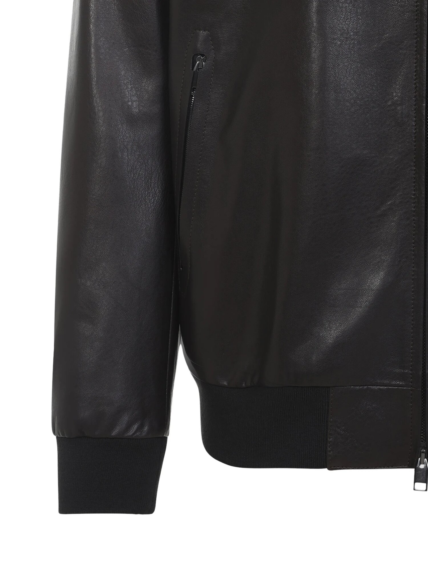 Куртка Brioni Zip leather jacket, размер 52, brown — фото 1