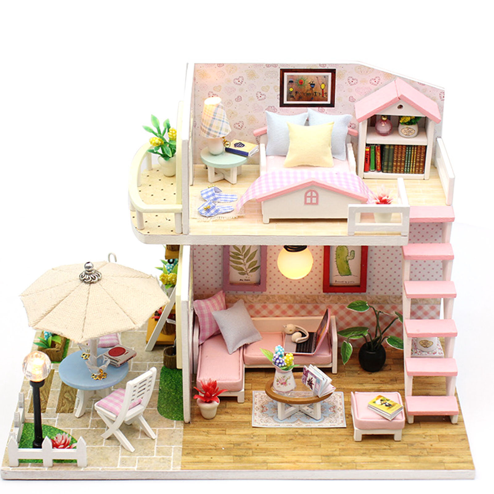 DIY Dollhouse Kits с аксессуарами мебелью миниатюрными домами украшениями бумажными деревянными Dollhouse Kit романтическими произведениями искусства подарком Paper Hut, цвет как на картинке, материал бумага, размер упаковки 23*21*9см, вес
