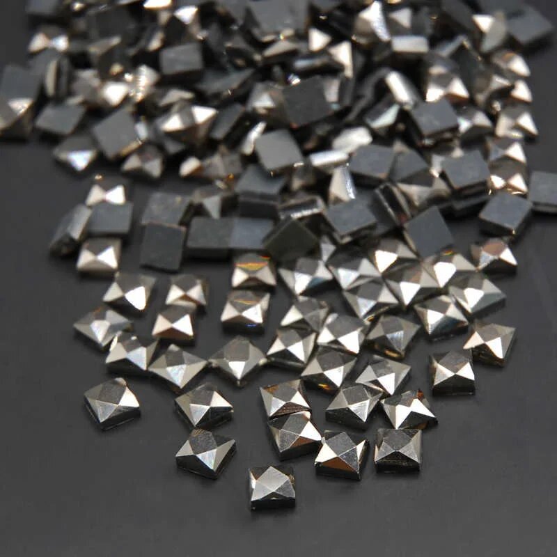 Стразы Hisenlee квадратные 6 мм стекло 100 шт 200pcs, Серебряный, Mineral silver