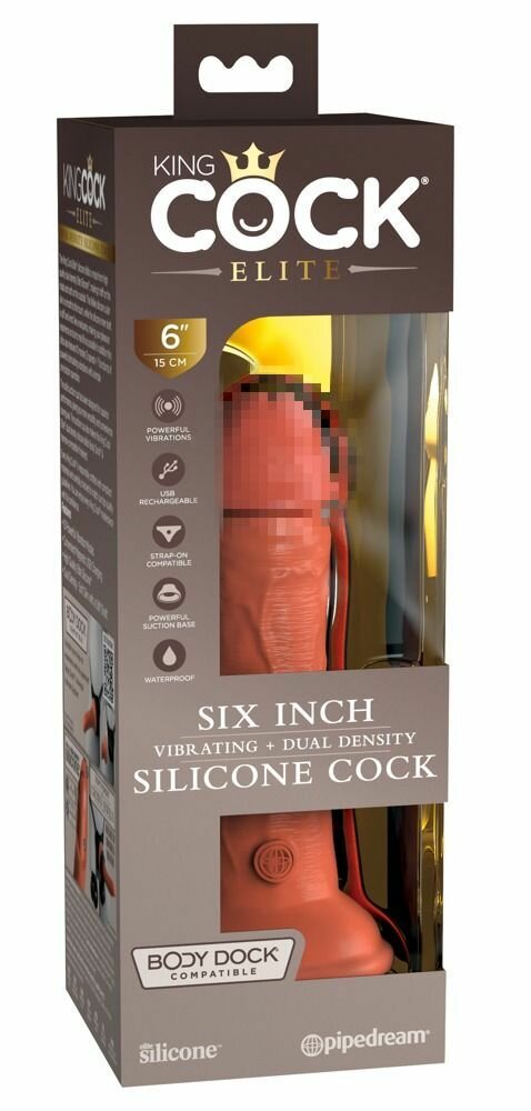 Фаллоимитатор цвета карамели 6 Vibrating Silicone Dual Density Cock - 17,8 см, Pipedream, карамель (темно-бежевый), силикон