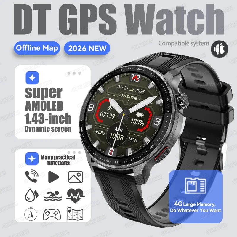 DTG6 GPS умные часы Black для мужчин