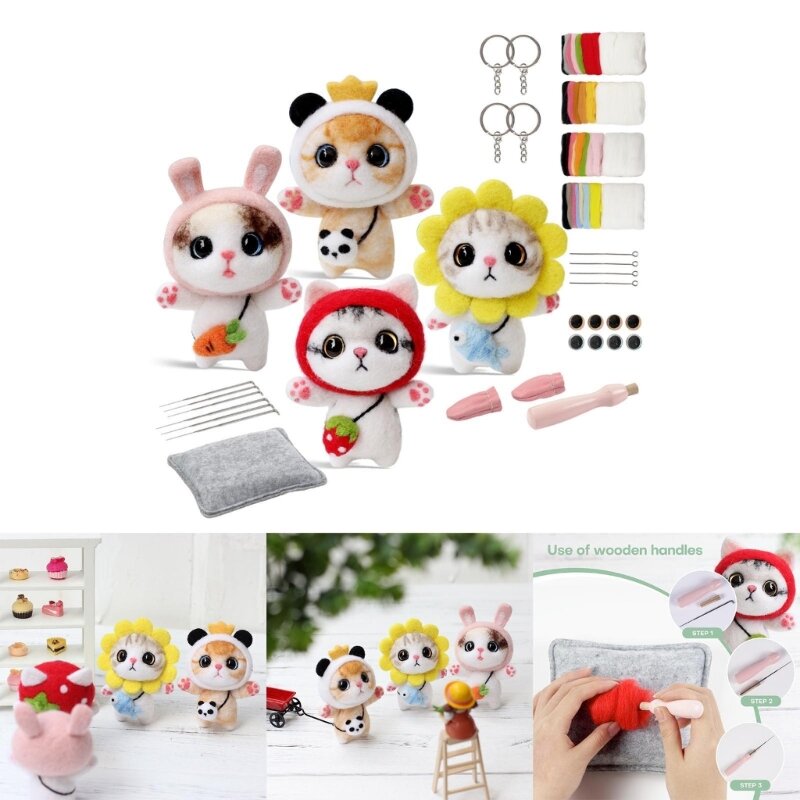 Кошачья кукла из шерстяного войлока poke poke упаковка материалов для поделок своими руками