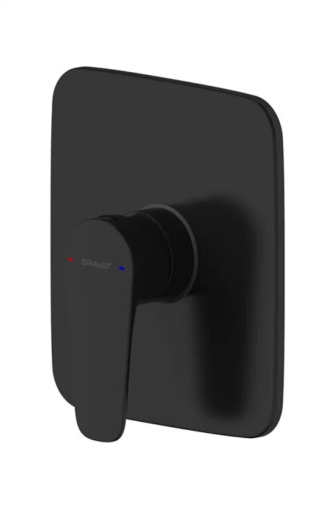 Встраиваемый смеситель для душа и ванны Bravat Source PB8173218BW-ENG С внутренней частью, латунный, рычажный, настенный, черный, матовый, с керамическим картриджем
