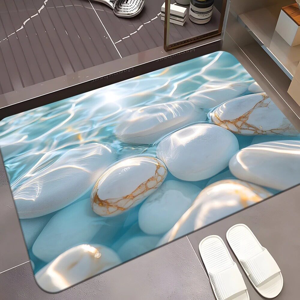 Коврик из диатомита 3D, противоскользящий коврик для входа в ванную, впитывающий коврик, Свежая галька Ледяной