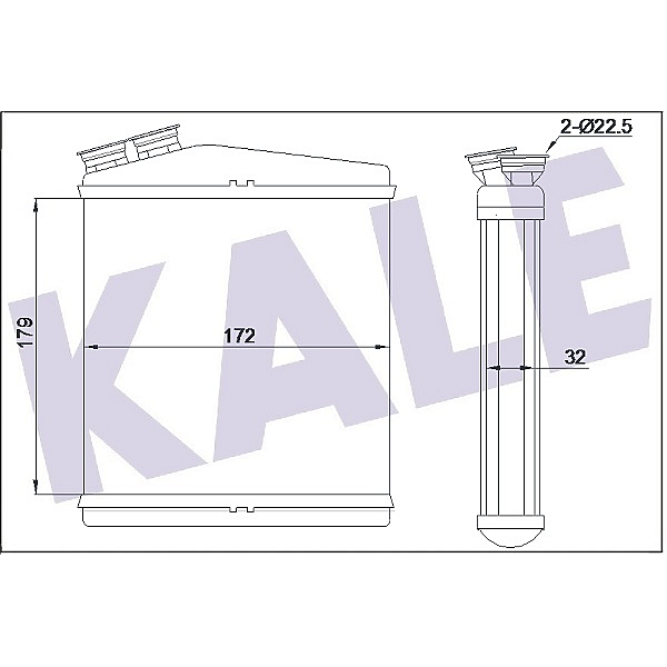 KALE 346735 (346735_KL1) радиатор отопителя для а / м Volvo (Вольво) s60 (10-) / s80 (06-) / xc60 (08-) / xc70 (07-) / rr