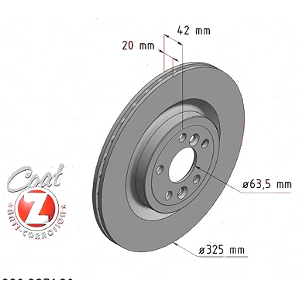 ZIMMERMANN 290.2271.20 тормозной диск Jaguar (Ягуар) f-pace (x761) 02.2017