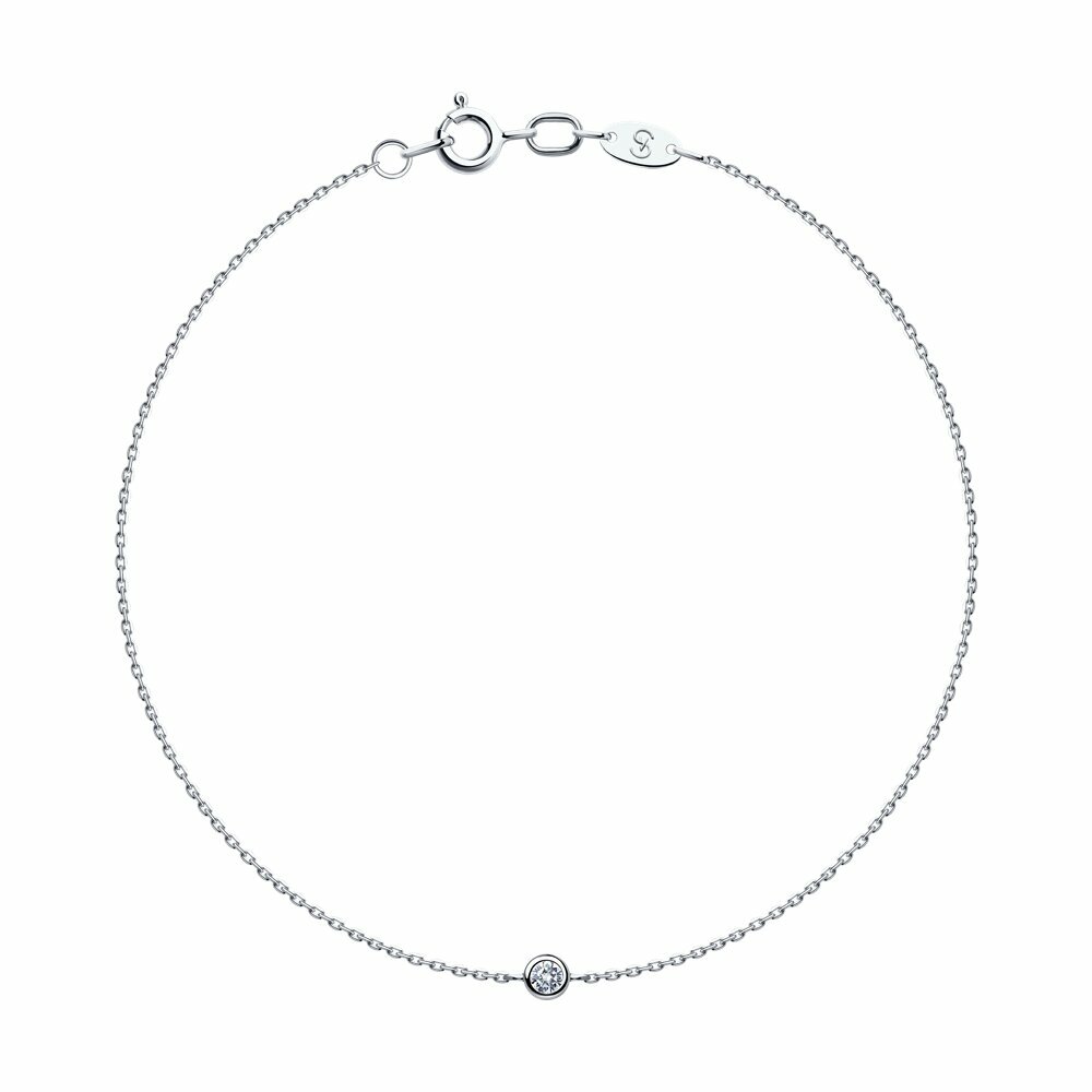 Браслет, белое золото, 585 проба, бриллиант