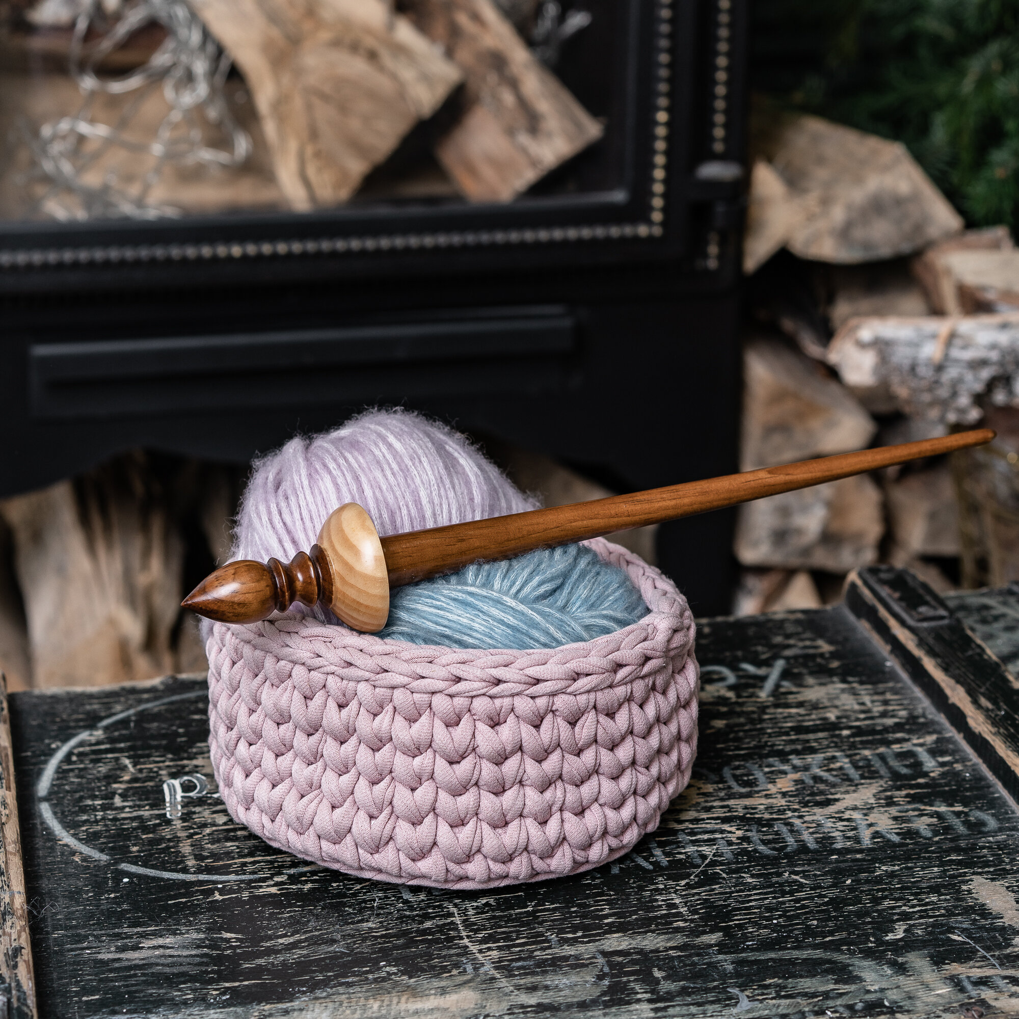 Тибетское опорное веретено из дерева сибирский кедр. Art of Siberia. B27