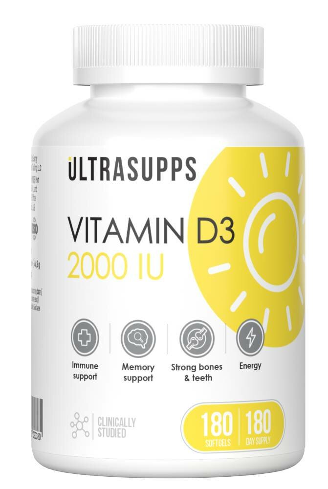 Ultrasupps (Ультрасаппс) Витамин Д3 2000МЕ мягкие капсулы №180