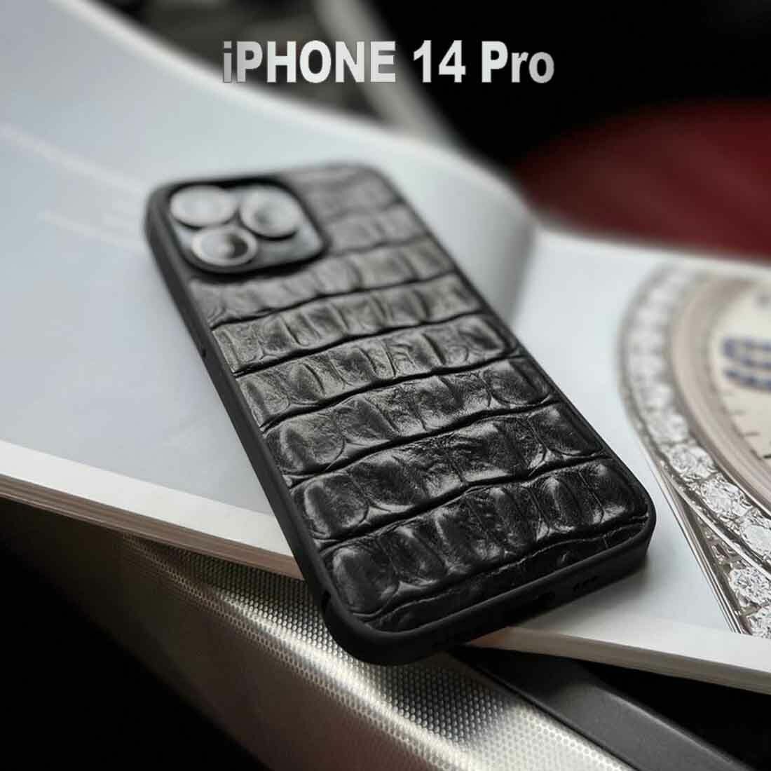 Текстурный чехол в натуральной коже iPhone 14 Pro