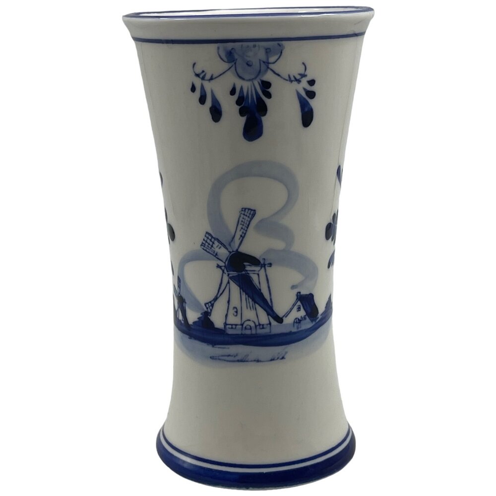 Ваза "Мельница", 15 см, керамика, глазурь, роспись, 1960-1970 гг, Делфт, Нидерланды