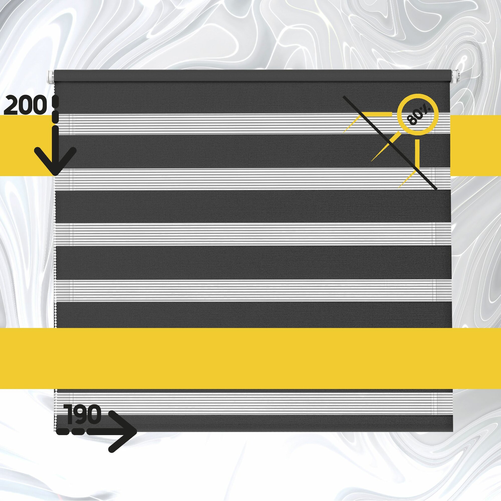 Рулонные шторы День-ночь Стандарт графит не блэкаут на окна без сверления 190 на 200