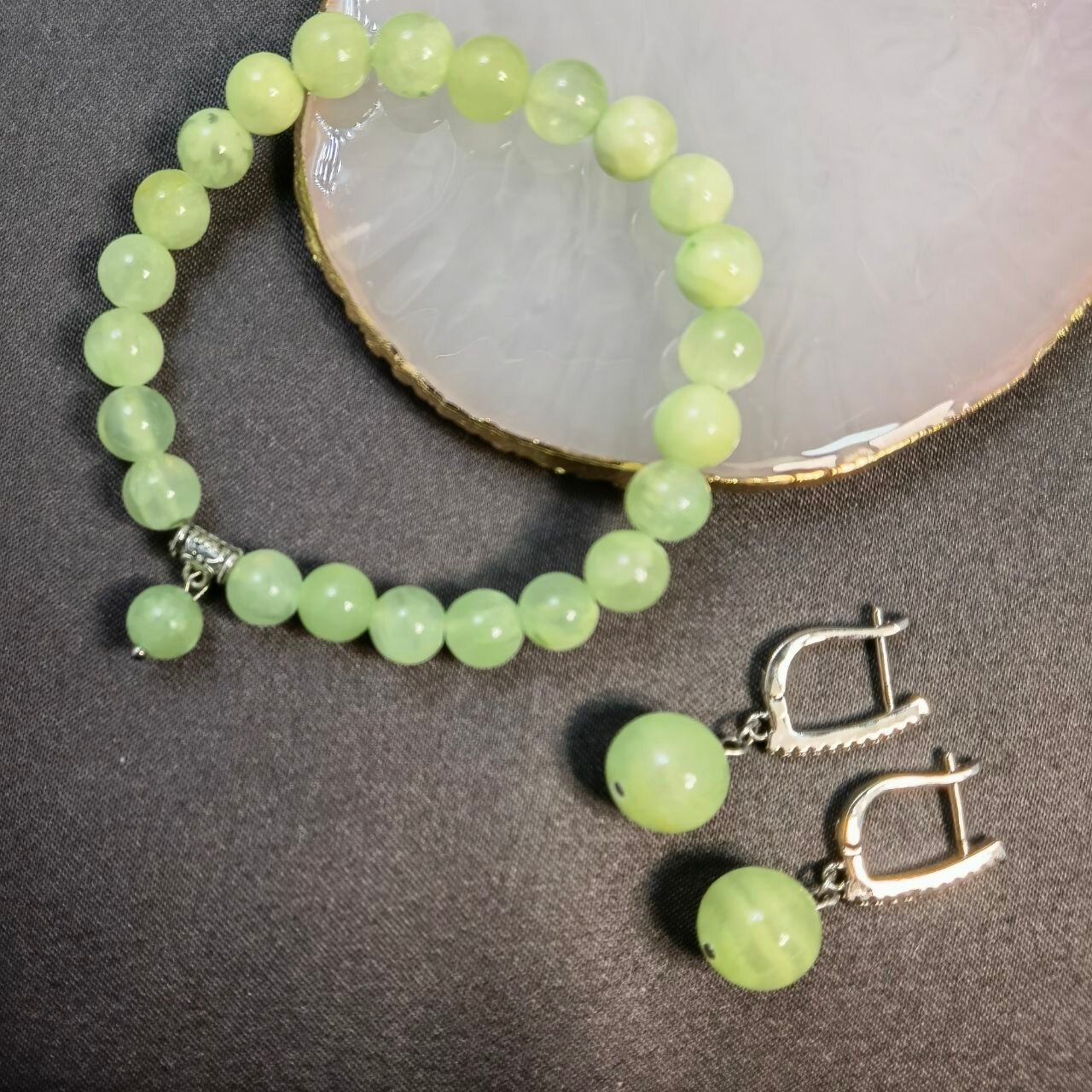 Комплект бижутерии: серьги, браслет, оникс