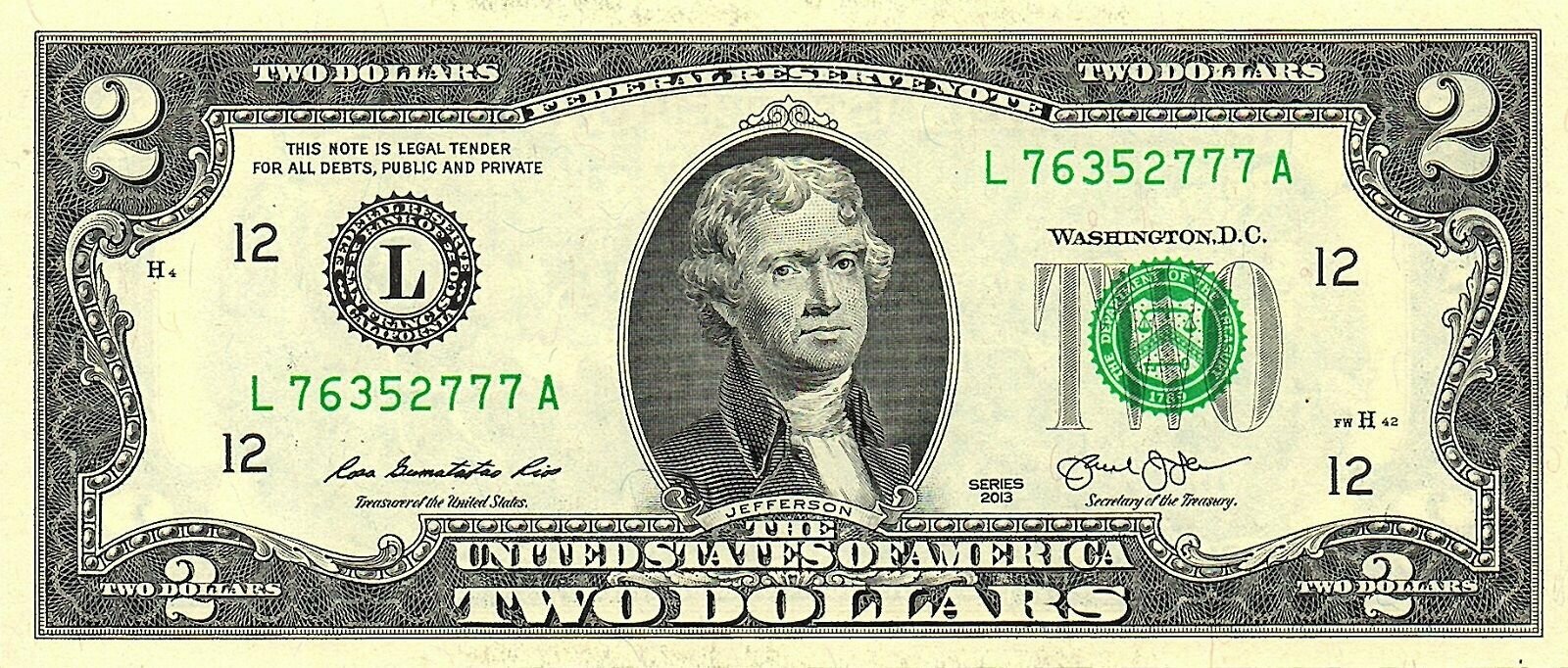 2 доллар 2013 г США № 2777