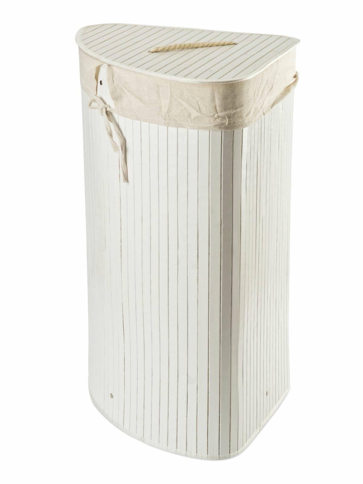 Корзина для белья угловая из бамбука Прайм Декор Carolina white