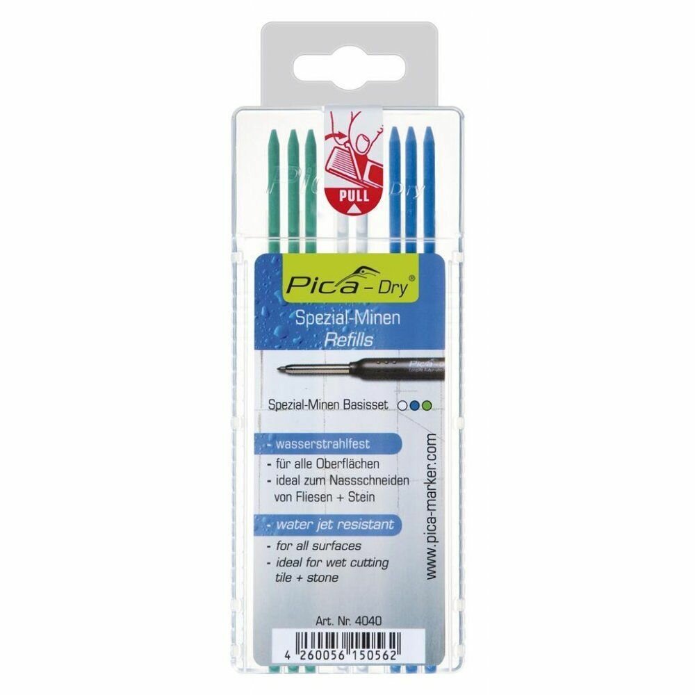 Грифели PICA-MARKER 4040/SB для карандаша Pica - Dry 3030 (3 синих, 2 белых, 3 зеленых)